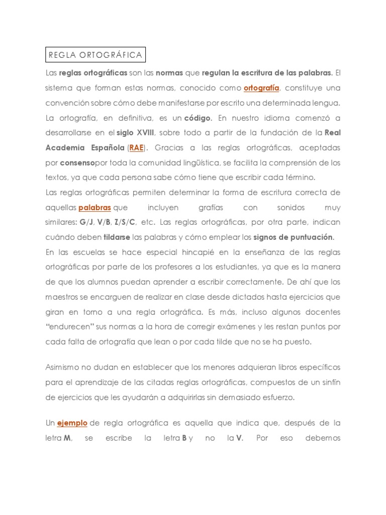 Regla Ortográfica | PDF | Ortografía | Gramática