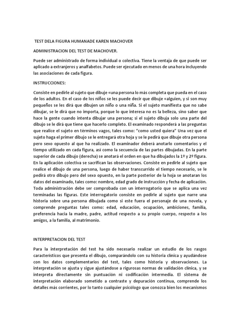 Interpretación del Test de Machover | PDF | Masculinidad | Hombre