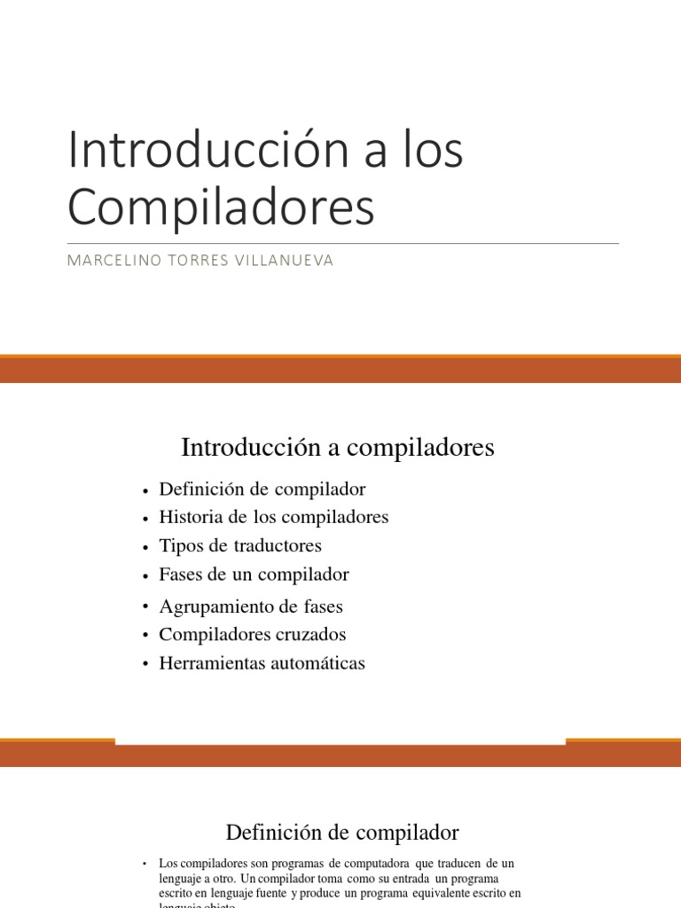 Introduccion A Los Compiladores | PDF | Compilador | Lenguaje de ...