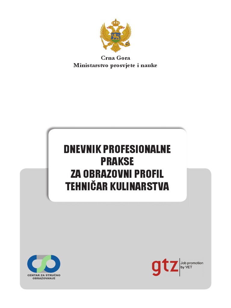 Dnevnik Profesionalne Prakse-Tehnicar Kulinarstva | PDF