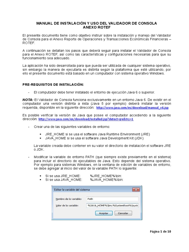 Manual Validador ROTEF Version 1 2 | PDF | Java (lenguaje de programación) | Archivo de computadora