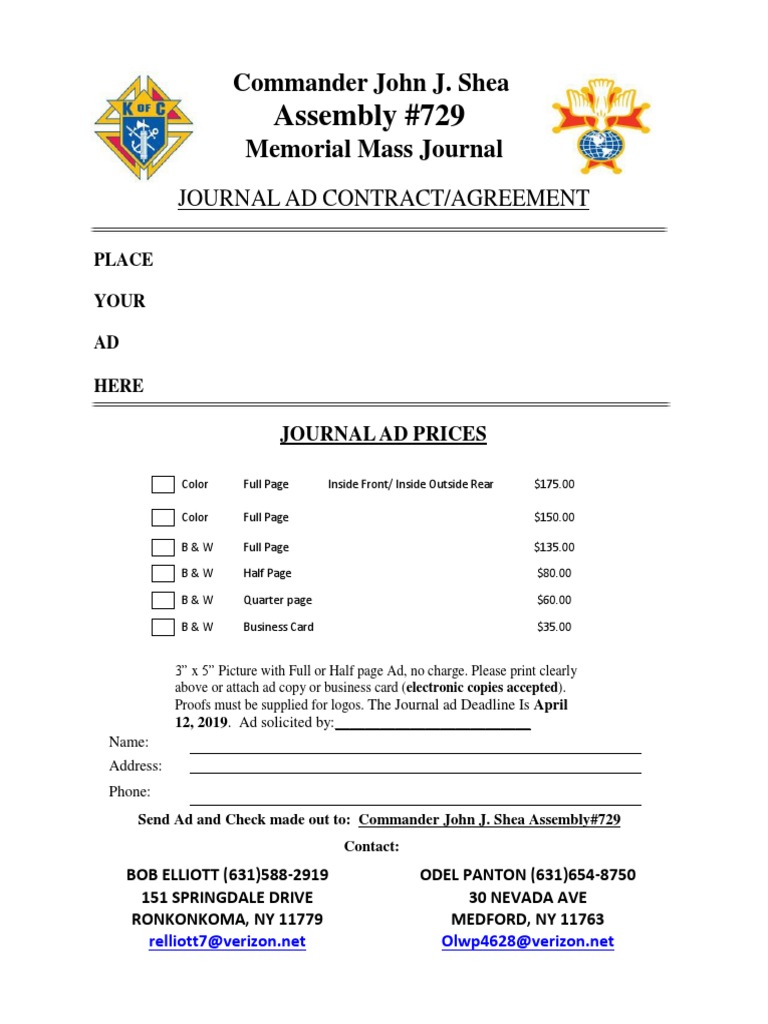 Memorial Mass Journal Ad 2019 | PDF