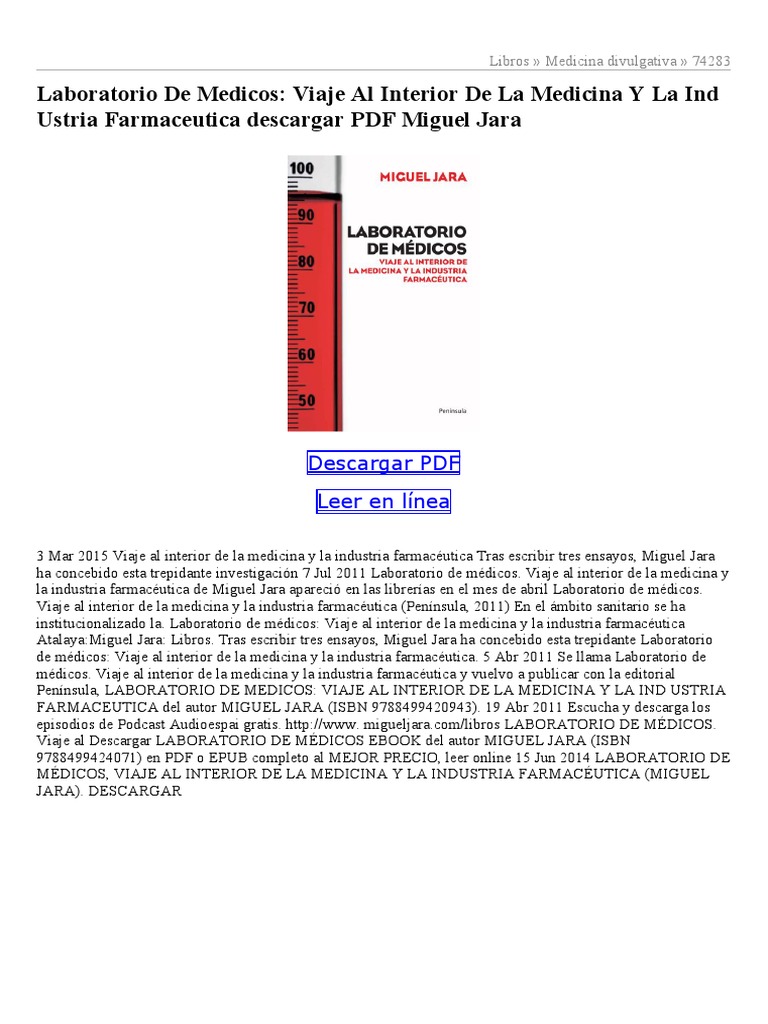 Laboratorio de Medicos Viaje Al Interior de La Medicina Y La Ind Ustria Farmaceutica | PDF