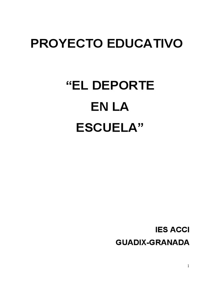 Proyecto Deporte y Escuela PDF | PDF | Deportes | Discriminación