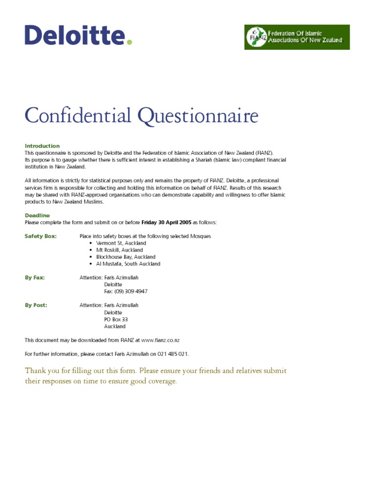 Islamic Banking Questionnaire | PDF | Loans | Credit
