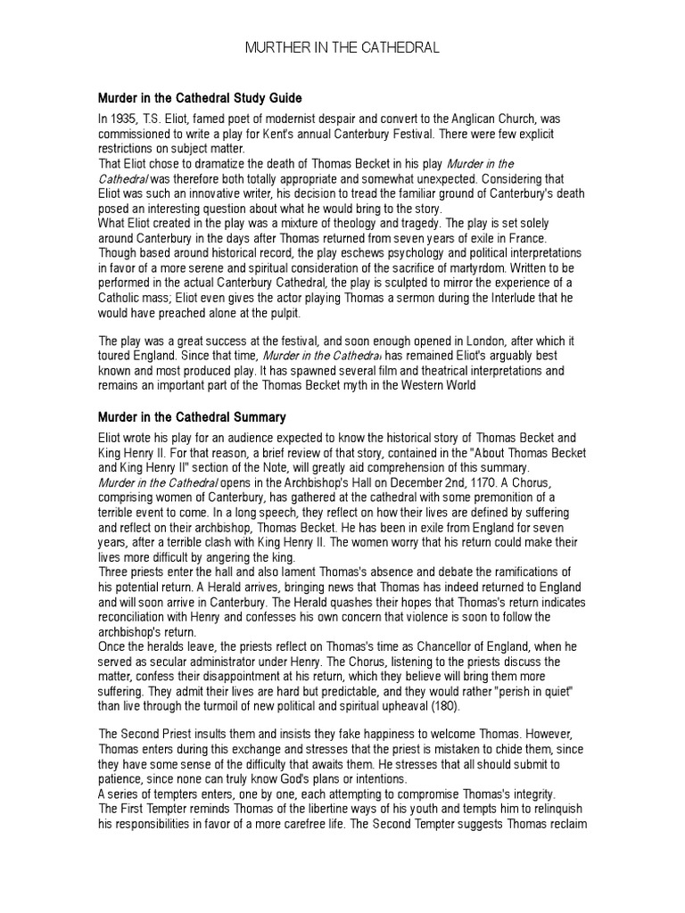 Murther in The Cathedral | PDF | Suffering | Temptation