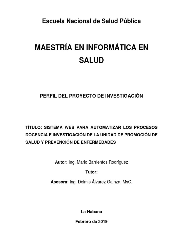 Perfil de Tesis Maestria Informatica en La Salud | PDF | Gestión de la ...