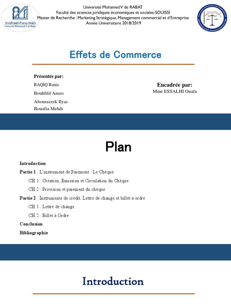 Les Effets de Commerce | PDF | Lettre de change | Effet de commerce