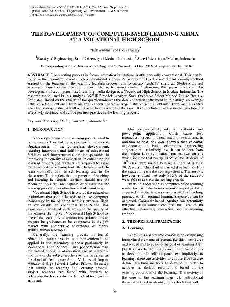 The Development of Computer-Based Learning Media at A Vocational High ...