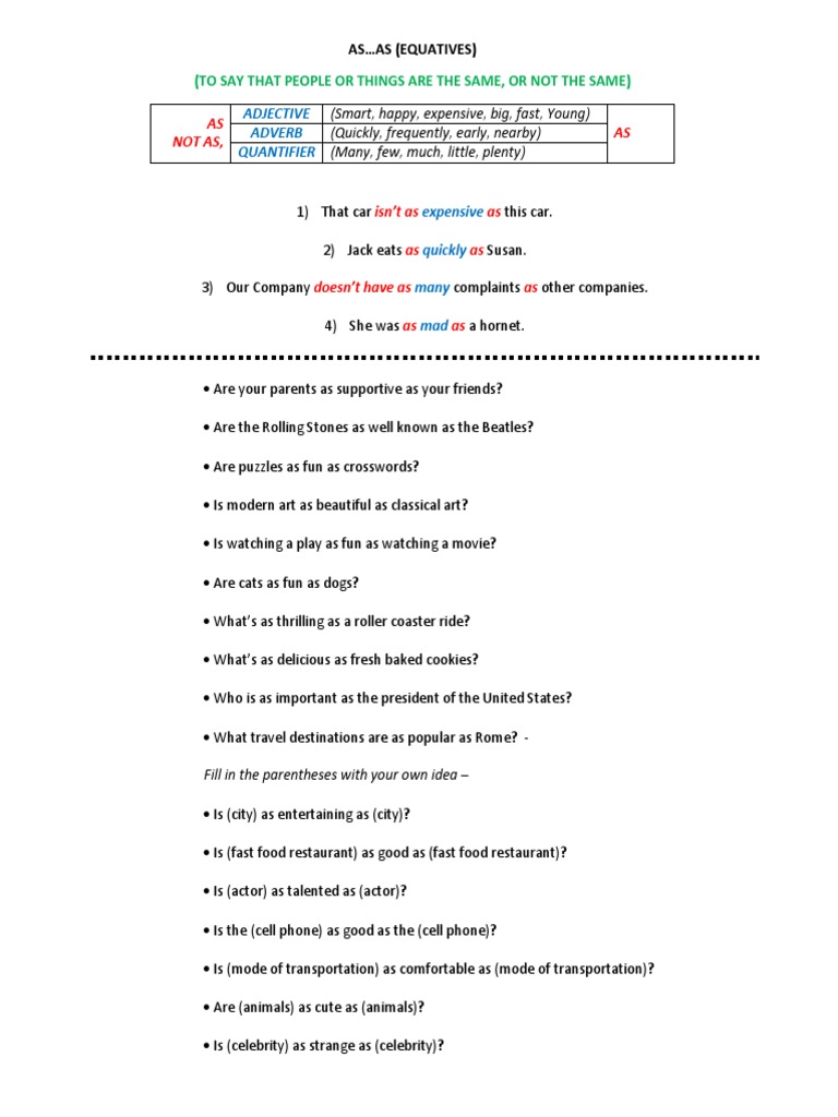 As As Equatives | PDF