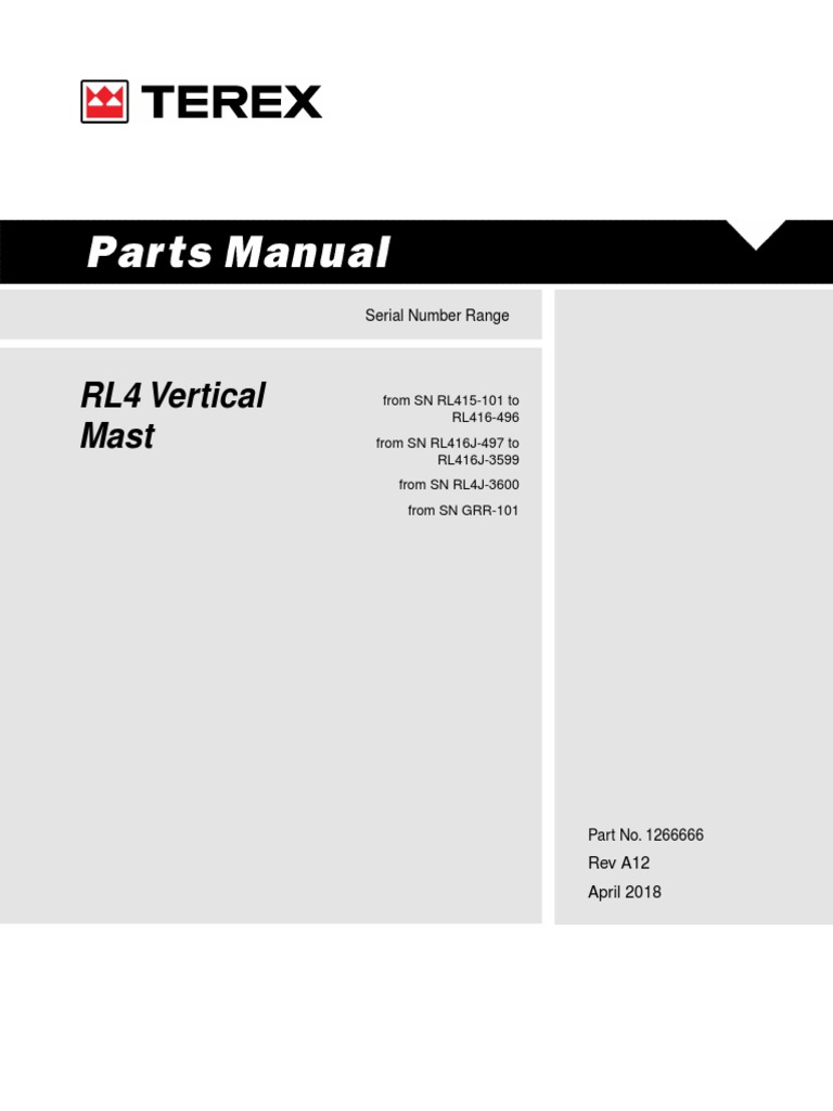 RL4 Vertical Mast Parts Manual | PDF | Valve | Machines
