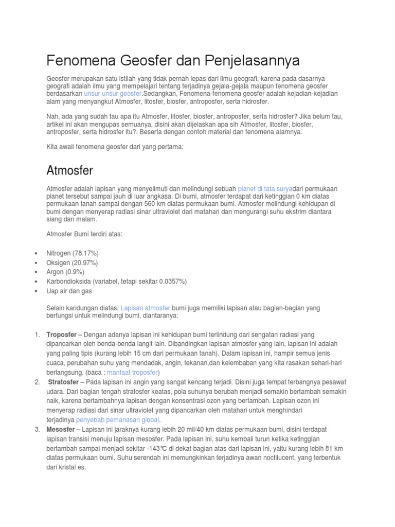 Fenomena Geosfer Dan Penjelasannya | PDF