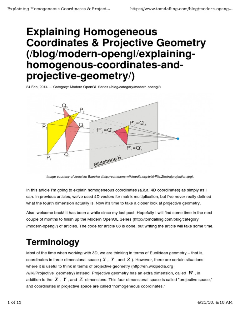Explaining Homogeneous Coordinates & Projective Geometry | PDF | Shader ...