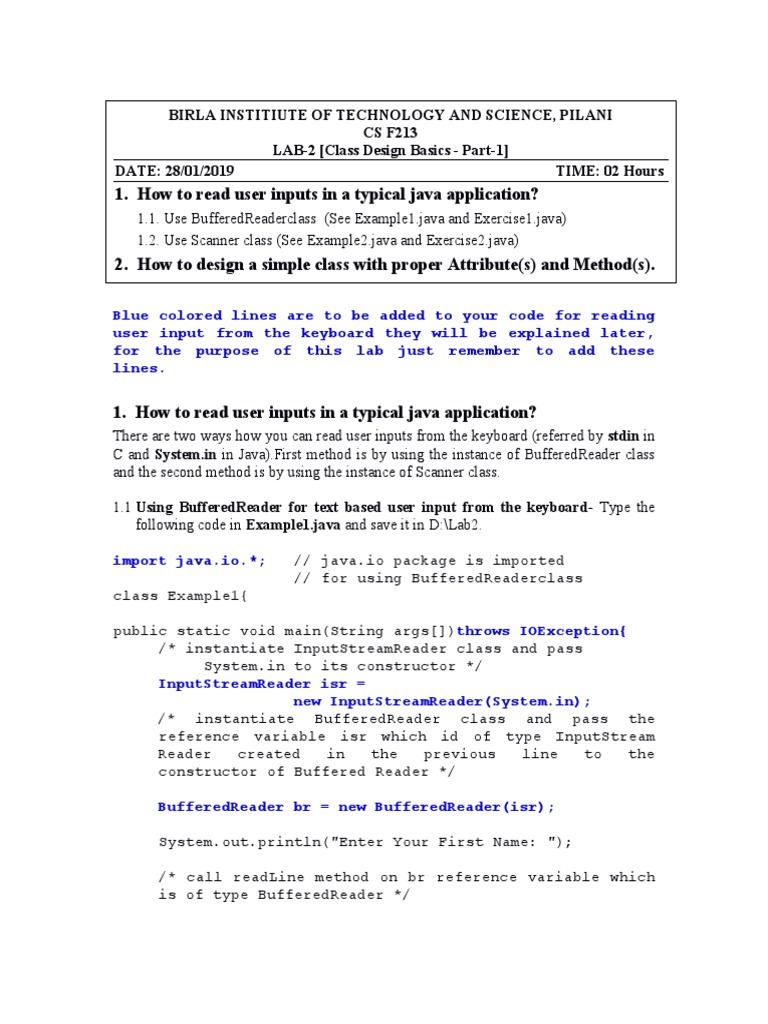 Lab 02 Class Design Basics Part 1 Pdf Pdf Class Computer