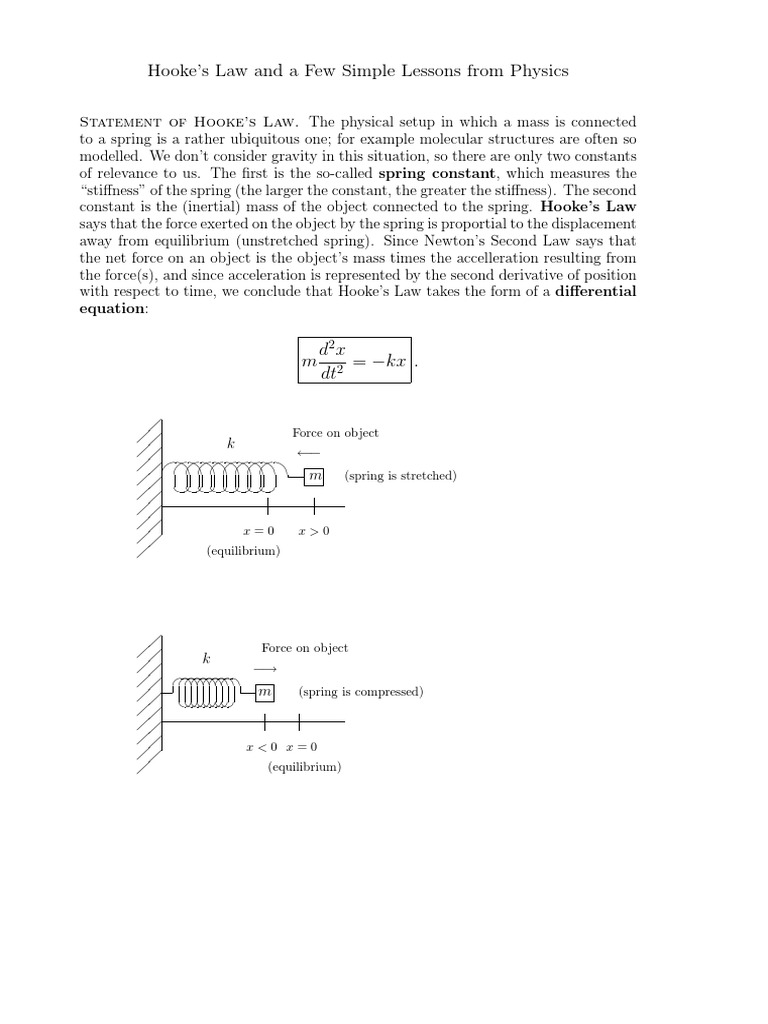 Hooke's Law and A Few Simple Lessons From Physics | Download Free PDF ...