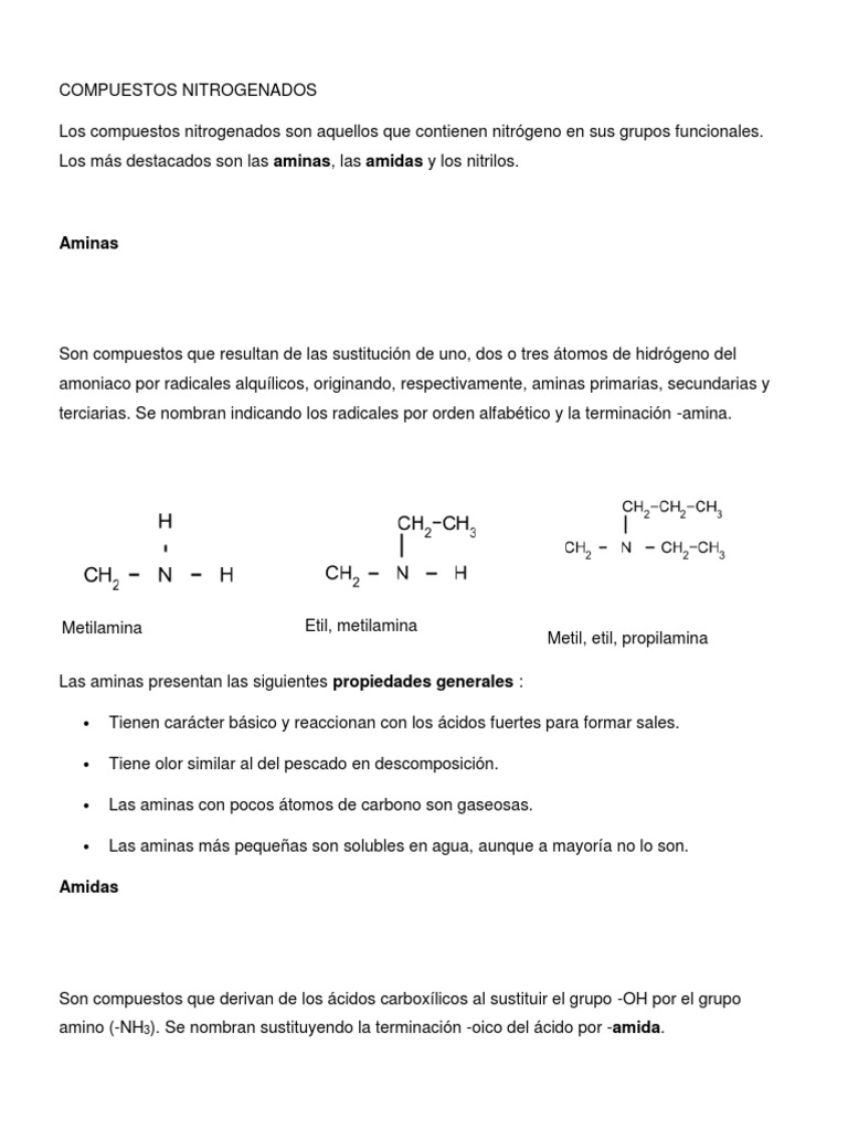 Compuestos Nitrogenados Pdf Amida Amina 
