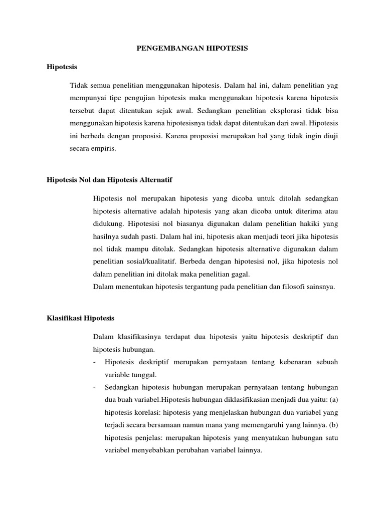 RMK Bab 3 PENGEMBANGAN HIPOTESIS Metode Penelitian Bisnis Jogiyanto | PDF