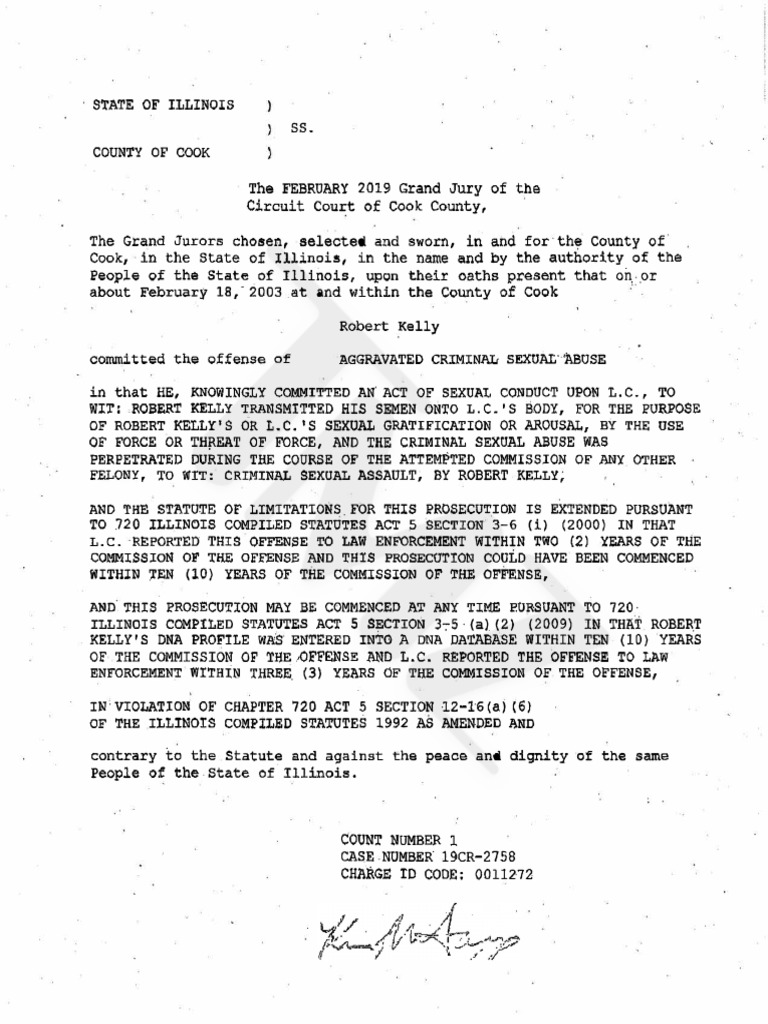 Cook County Grand Jury - R. Kelly Indictment | PDF | Grand Jury | Law