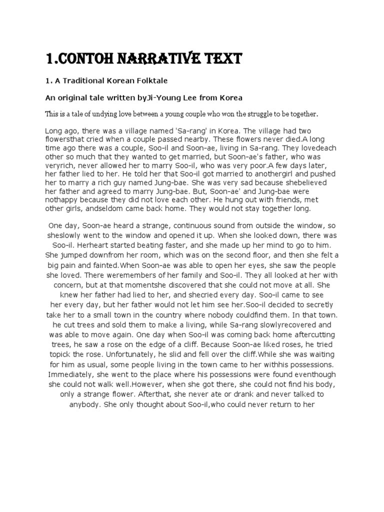 1.contoh Narrative Text: 1. A Traditional Korean Folktale An Original ...