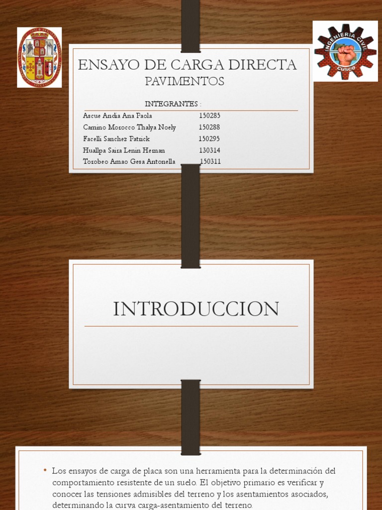 Procedimiento Ensaso de Carga Directa | PDF | Presión | Mecánica de ...