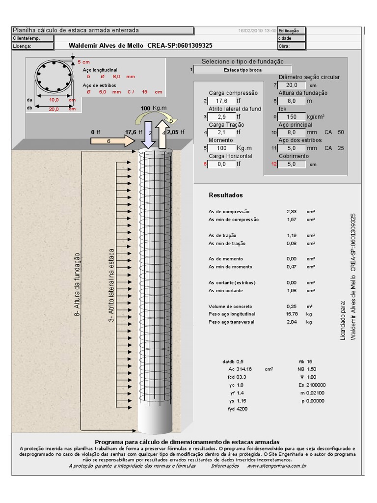 Anexo02 - Dimensionamento de Estaca Armada A | PDF | Natureza | Ensino ...