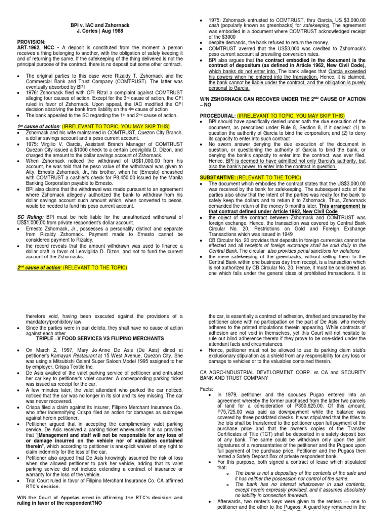 Cash (Popularly Known As Greenbacks) For Safekeeping. The Agreement ...