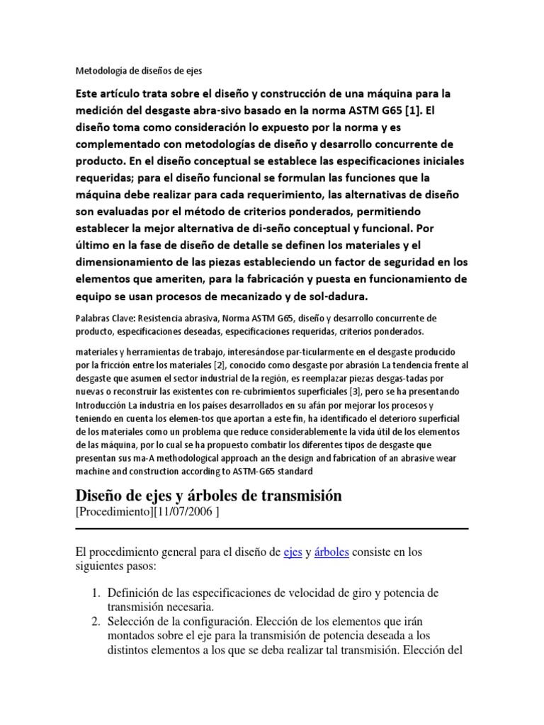 Metodología de Diseños de Ejes | PDF | Fatiga (material) | Ingeniería mecánica