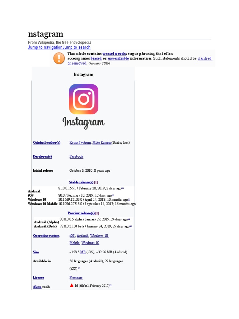Instagram | PDF | Mobile App | Mobile Computers