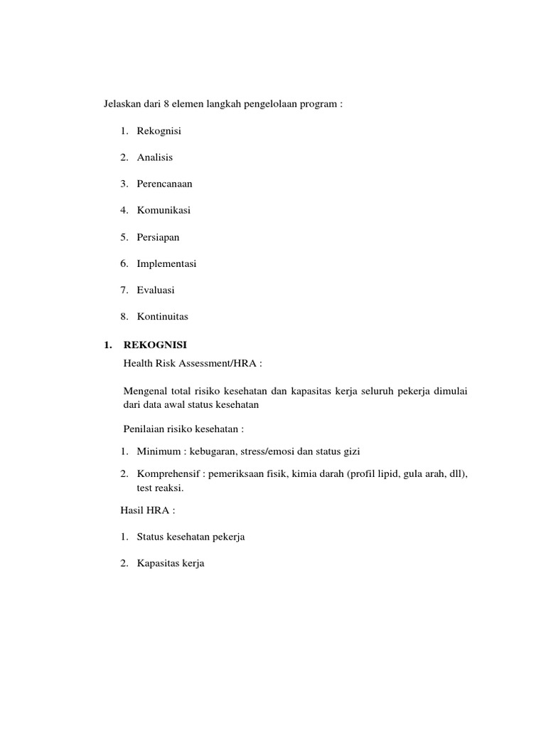 8 Elemen Program k3 | PDF