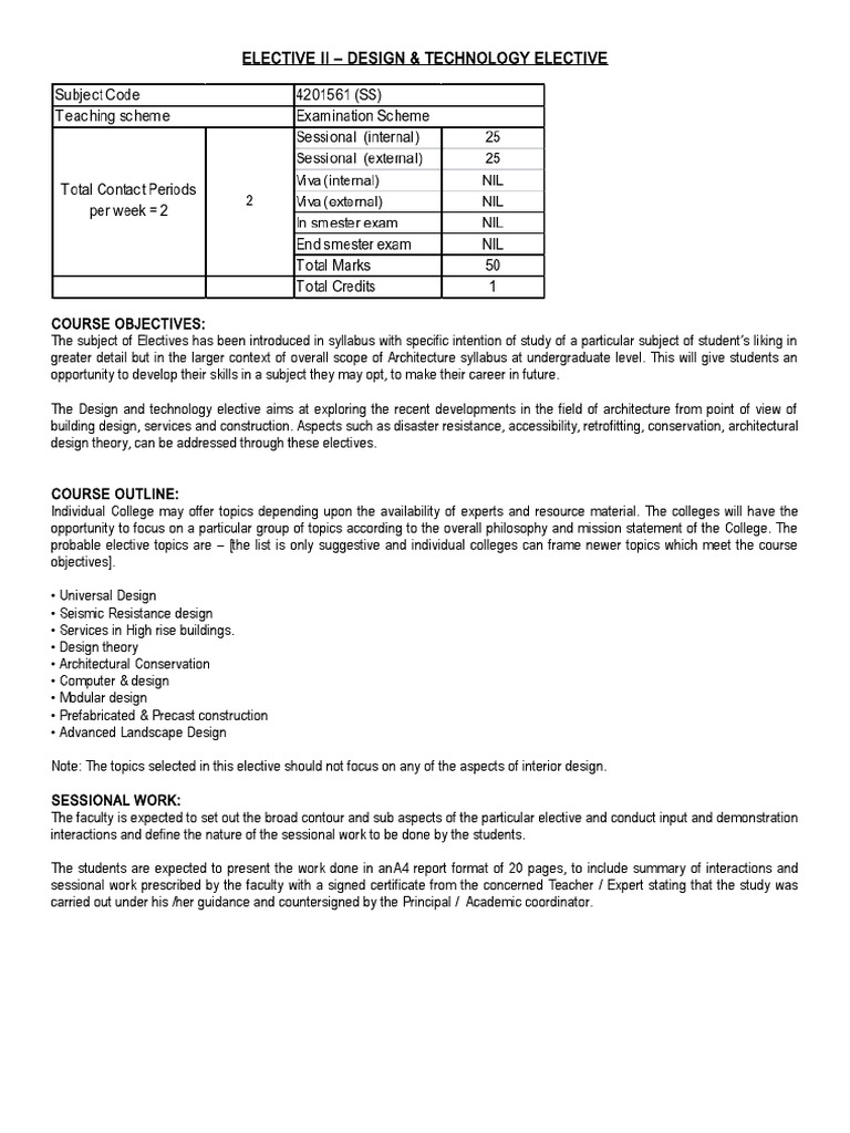 Elective Ii - Design & Technology Elective | PDF | Design | Expert