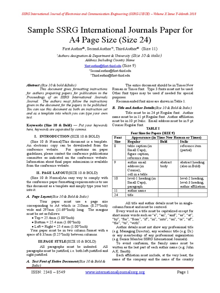 Formatting Guidelines for Papers Submitted to SSRG International ...