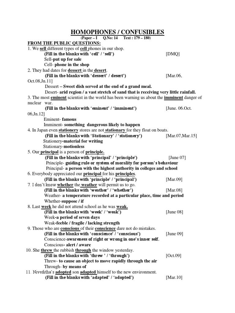 Homophones and Confusables: A Guide to Distinguishing Between Commonly ...