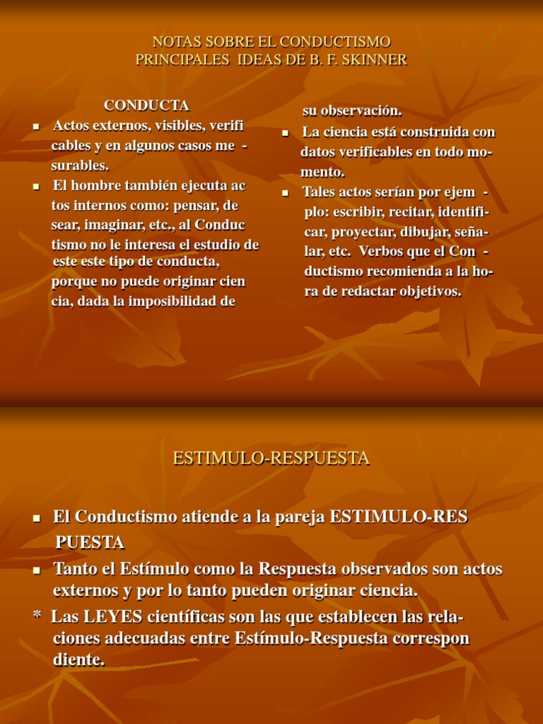 CONDUCTISMO | PDF | Comportamiento | Aprendizaje
