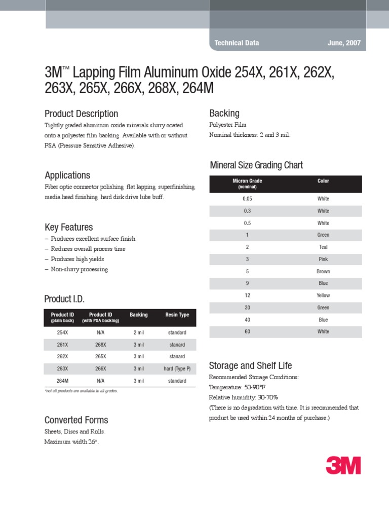 3M™ Lapping Film, 266X TP PSA Discs | PDF | Disk Storage | Materials