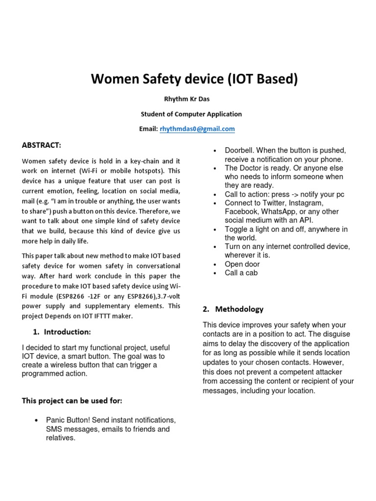 Women Safety Device | PDF | Wi Fi | Internet Of Things