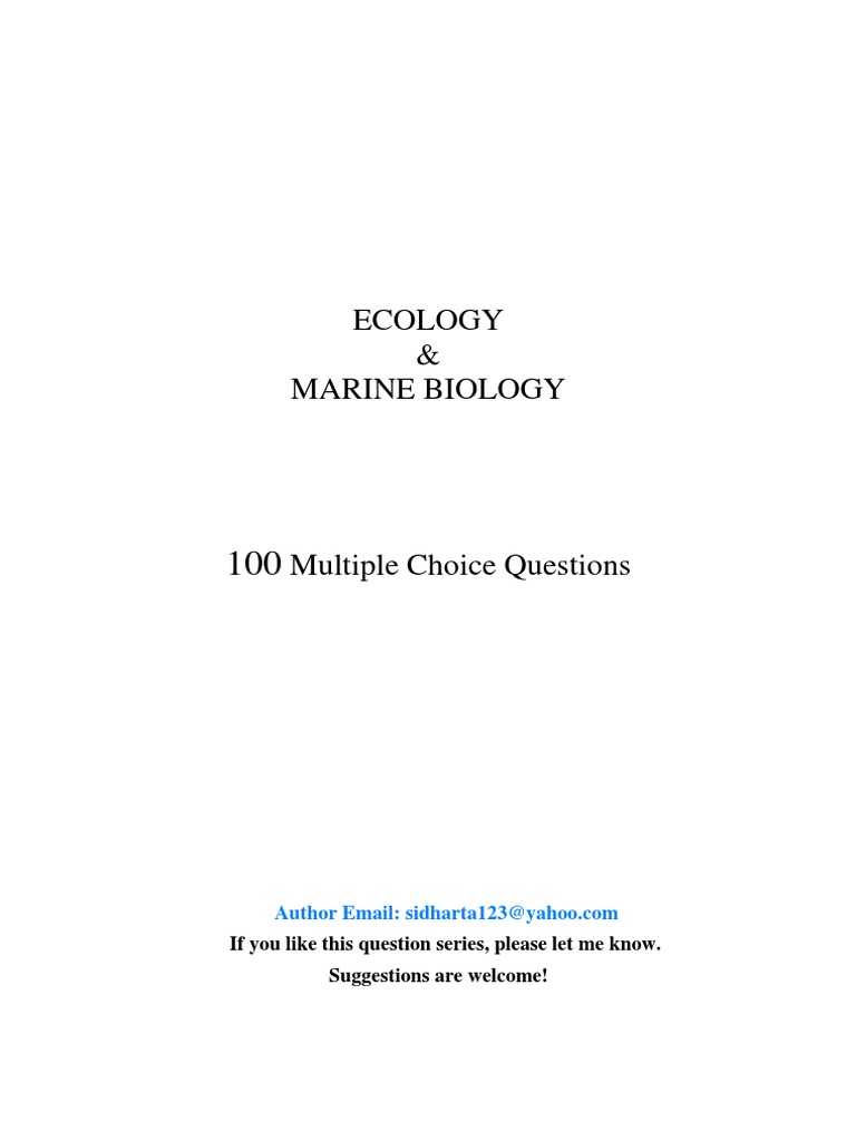 EcologyMCQs Questions | PDF | Reproduction | Tide