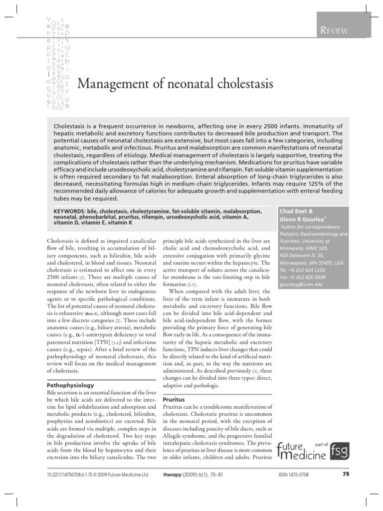 Neonatal Cholestasis Management Guide | PDF | Vitamin A | Bile