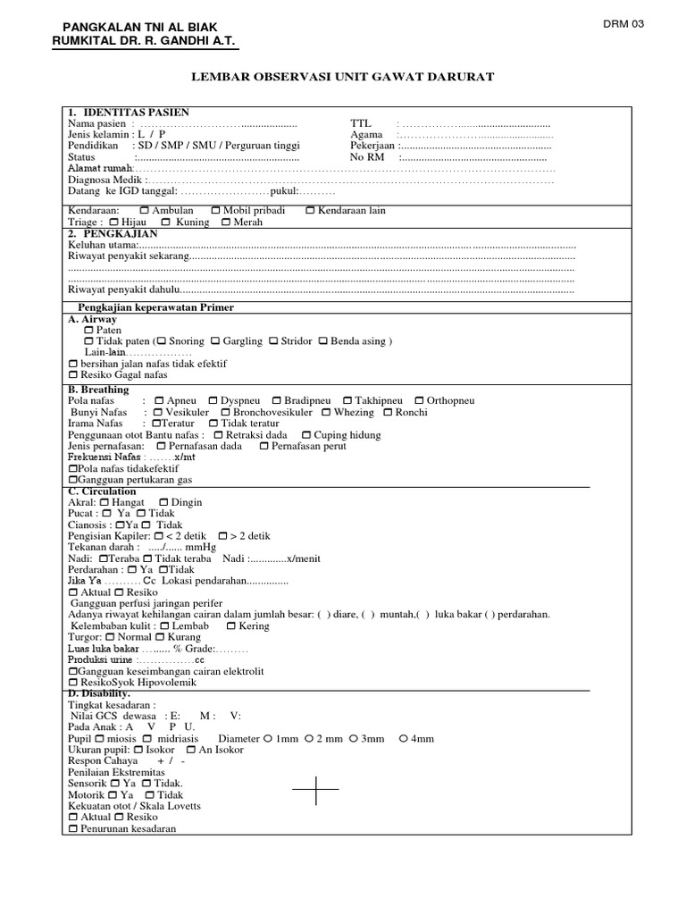 Lembar Observasi Ugd | PDF
