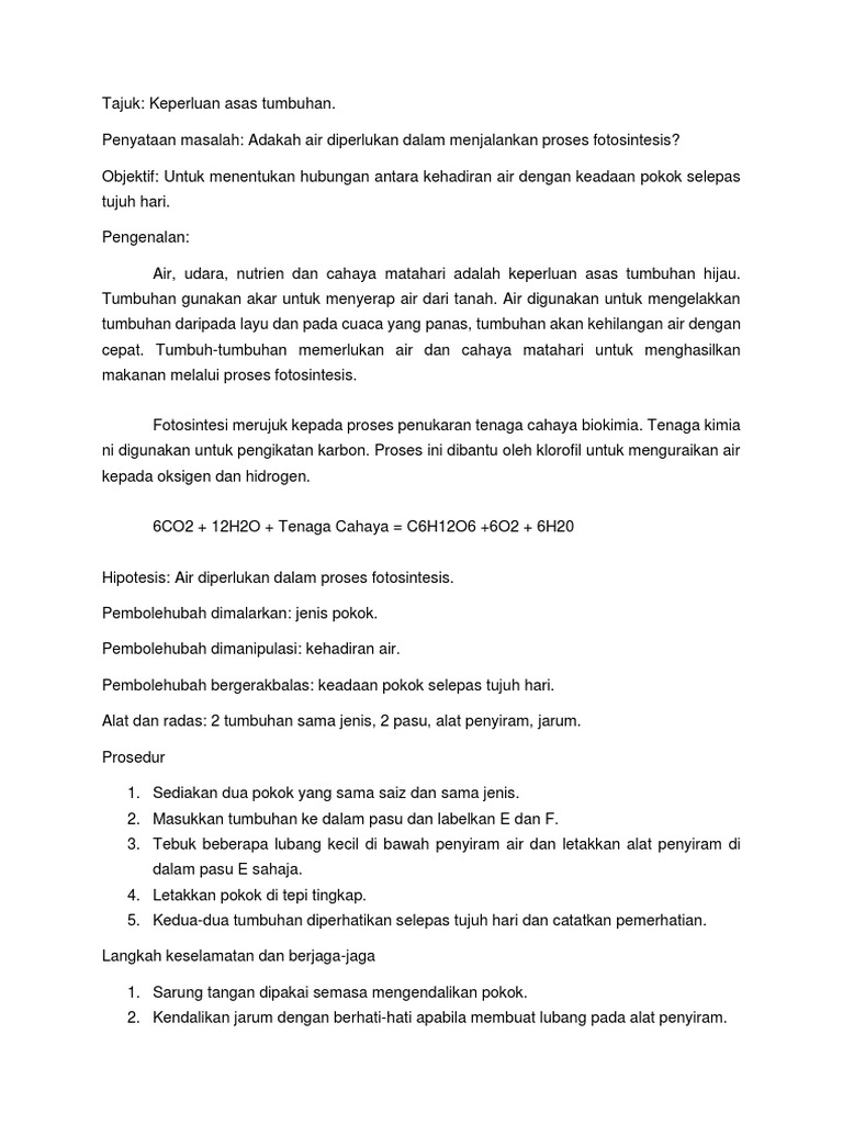Contoh Lab Report Biology | PDF