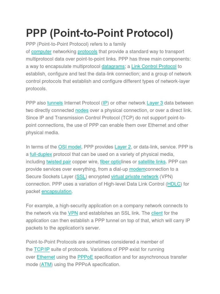 PPP (Point-to-Point Protocol) : Computer Protocols | PDF