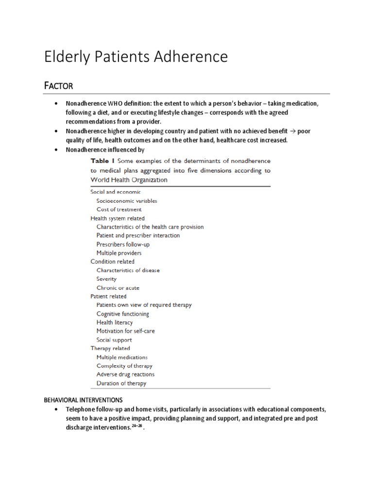 Elderly Patients Adherence | PDF | Health Care | Medicine