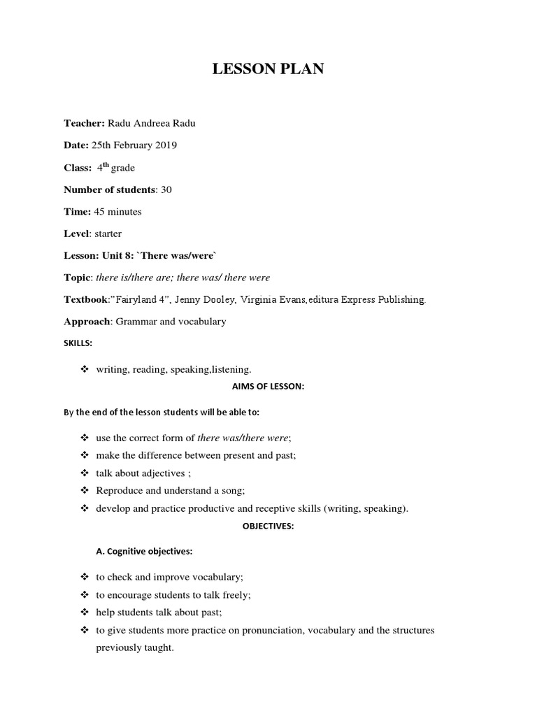 4th Grade Lesson Plan | PDF | Lesson Plan | Vocabulary