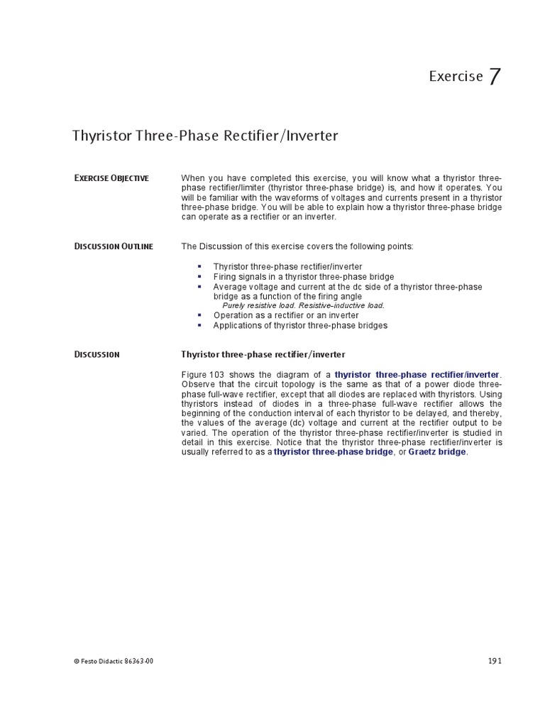 Thyristor 3 Phase Inverter | PDF | Rectifier | Power Inverter