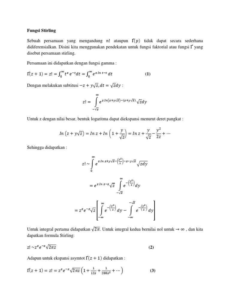 Fungsi Stirling | PDF | Metode & Bahan Ajar