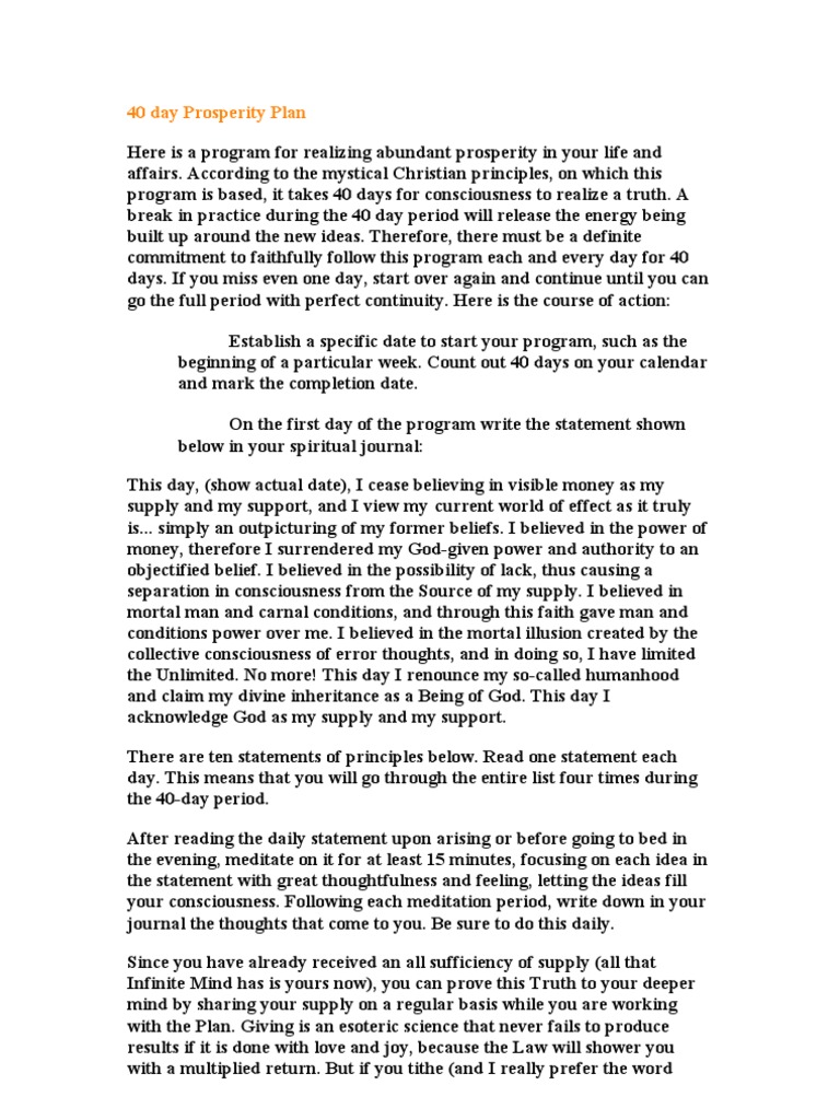 40 Day Prosperity Plan | PDF | Consciousness | Truth