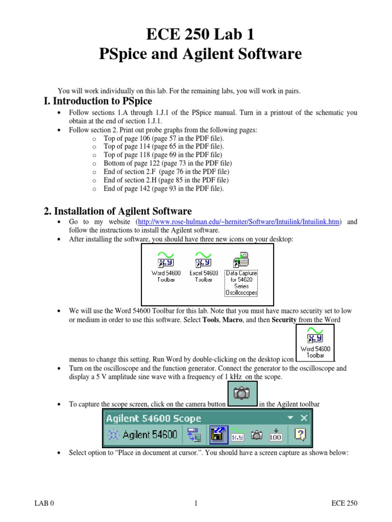 OrCAD PSPice For Lab 1 | PDF