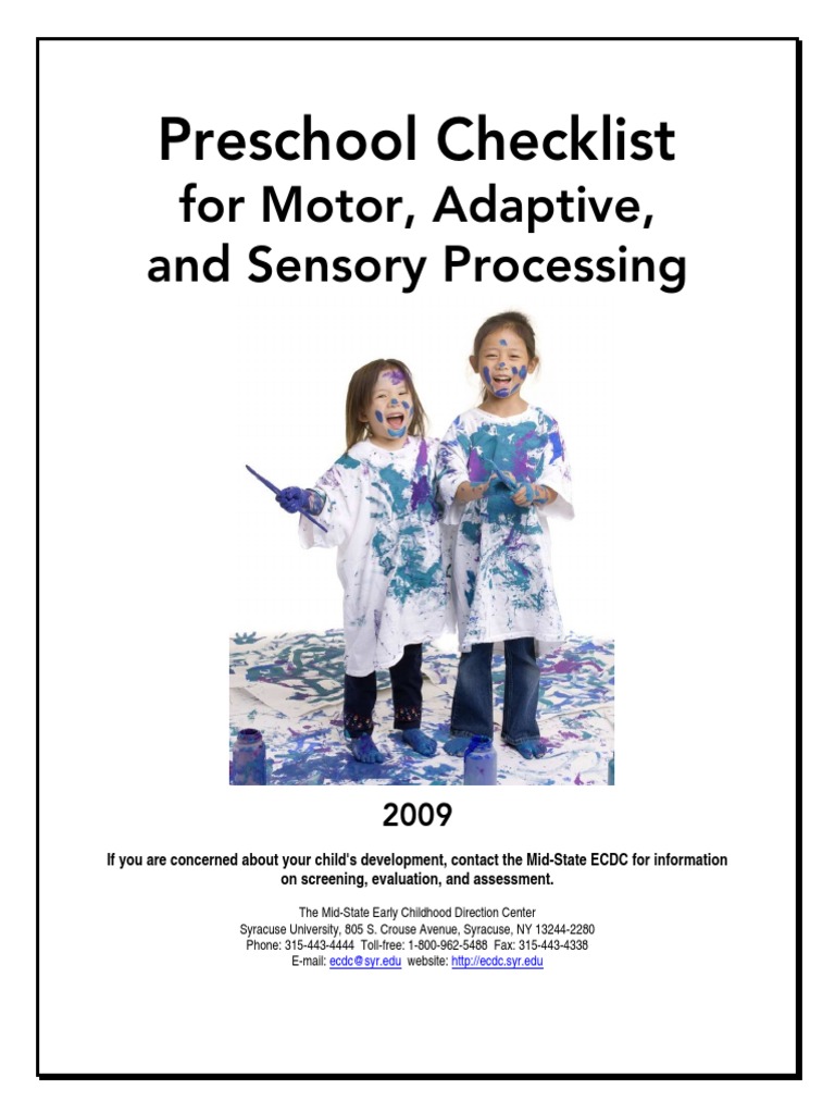 Pre School Motor Adaptive Sensory Checklist | PDF | Perception ...