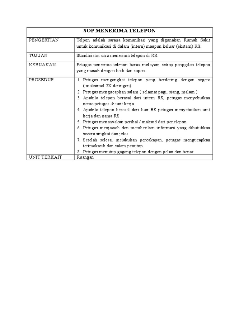 Sop Menerima Telepon | PDF
