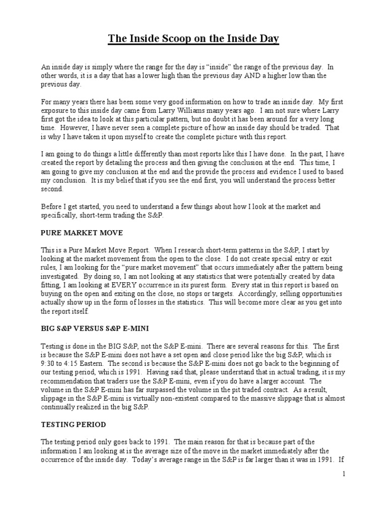 Inside Day Report | PDF | Market Trend | Standard & Poor's