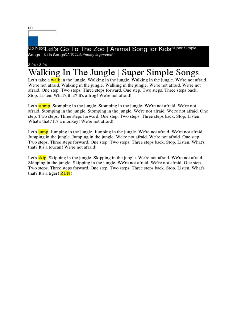 Walking in The Jungle - Super Simple Songs: Let's Go To The Zoo ...